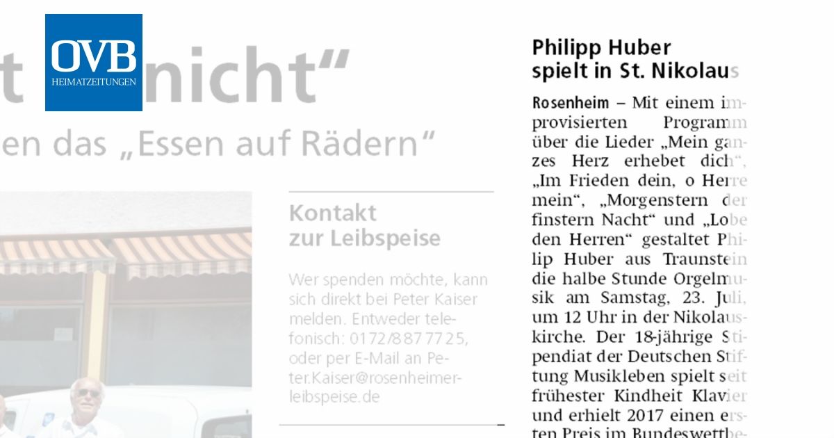 Philipp Huber spielt in St. Nikolaus - OVB Heimatzeitungen