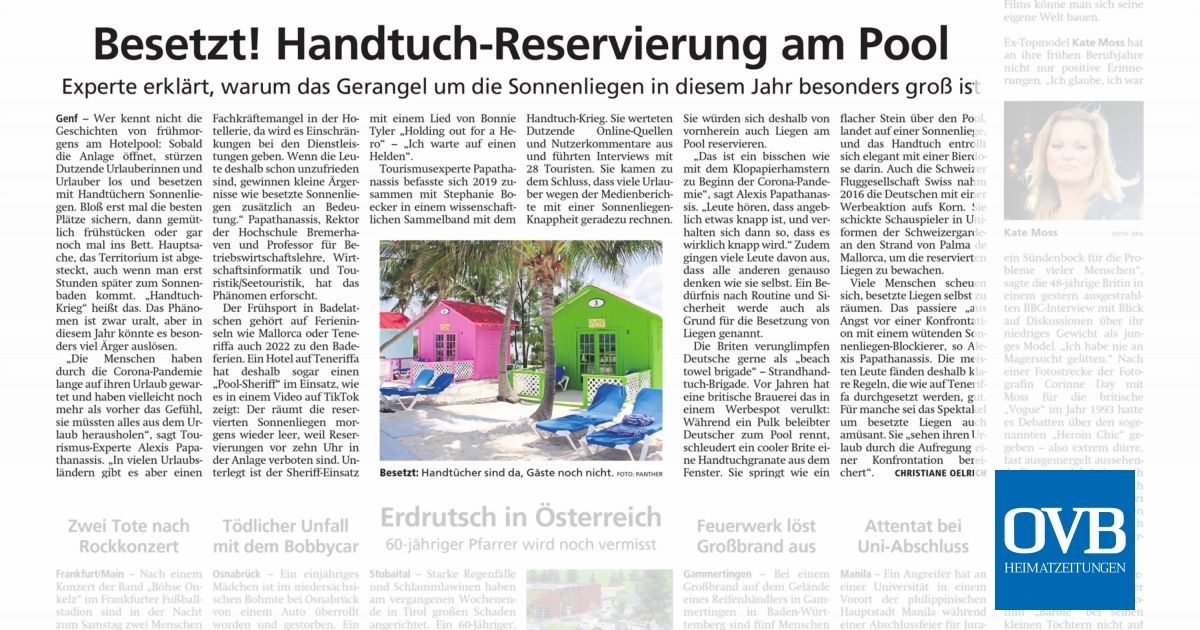 Besetzt! Handtuch-Reservierung am Pool - OVB Heimatzeitungen