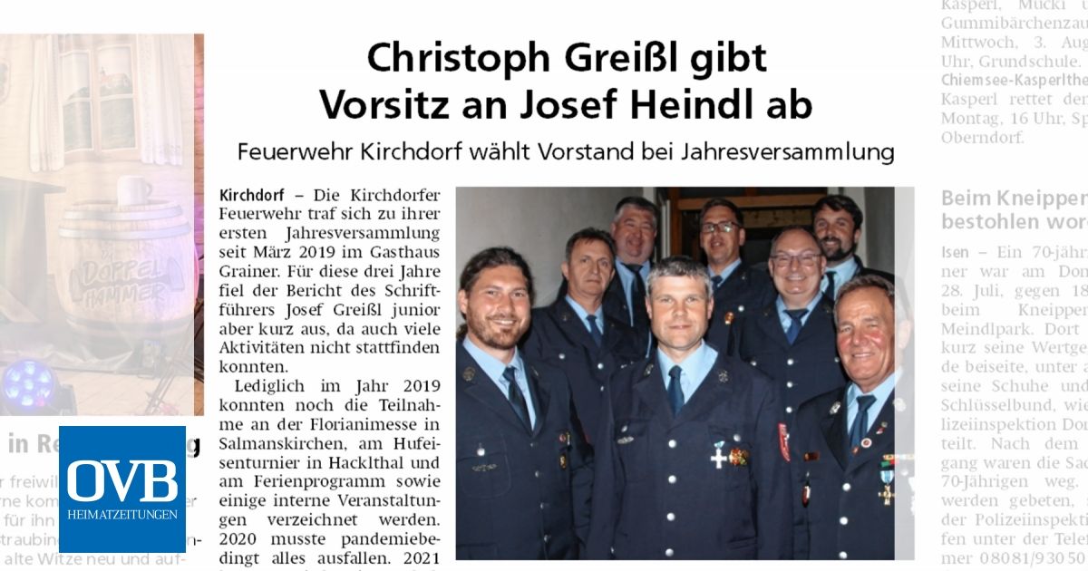 Christoph Greißl gibt Vorsitz an Josef Heindl ab - OVB Heimatzeitungen