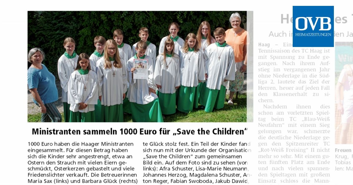 Ministranten sammeln 1000 Euro für „Save the Children“ - OVB Heimatzeitungen