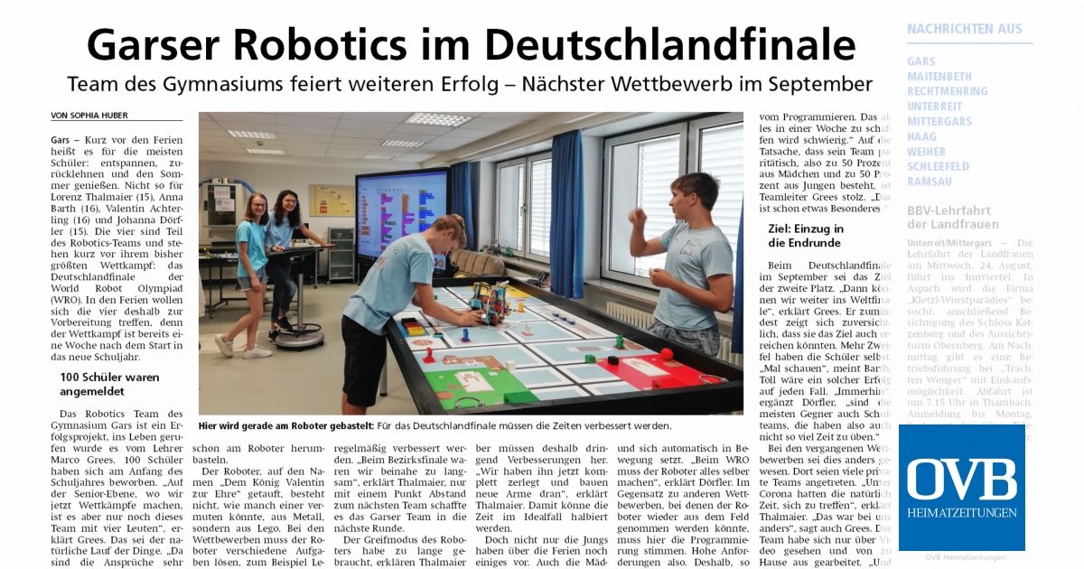 Garser Robotics im Deutschlandfinale - OVB Heimatzeitungen