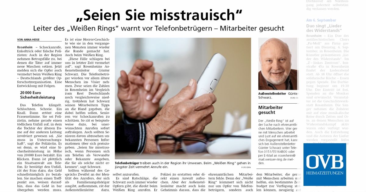 „Seien Sie misstrauisch“ - OVB Heimatzeitungen