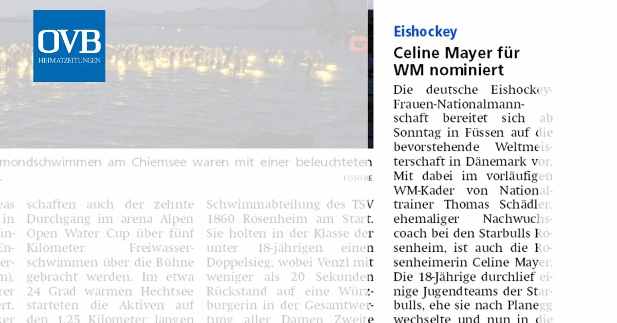 Celine Mayer für WM nominiert - OVB Heimatzeitungen