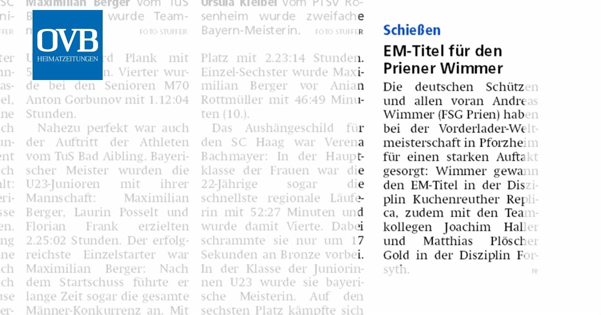 EM-Titel für den Priener Wimmer - OVB Heimatzeitungen