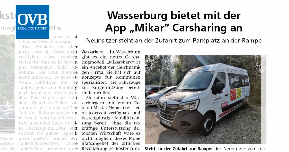 Wasserburg bietet mit der App „Mikar“ Carsharing an - OVB Heimatzeitungen