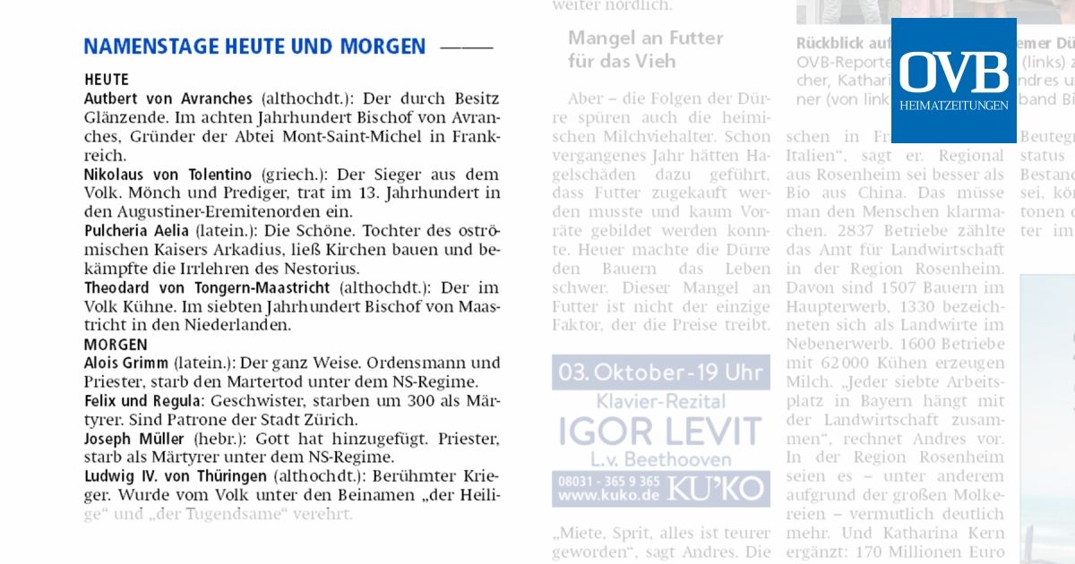 Namenstage heute und morgen - OVB Heimatzeitungen