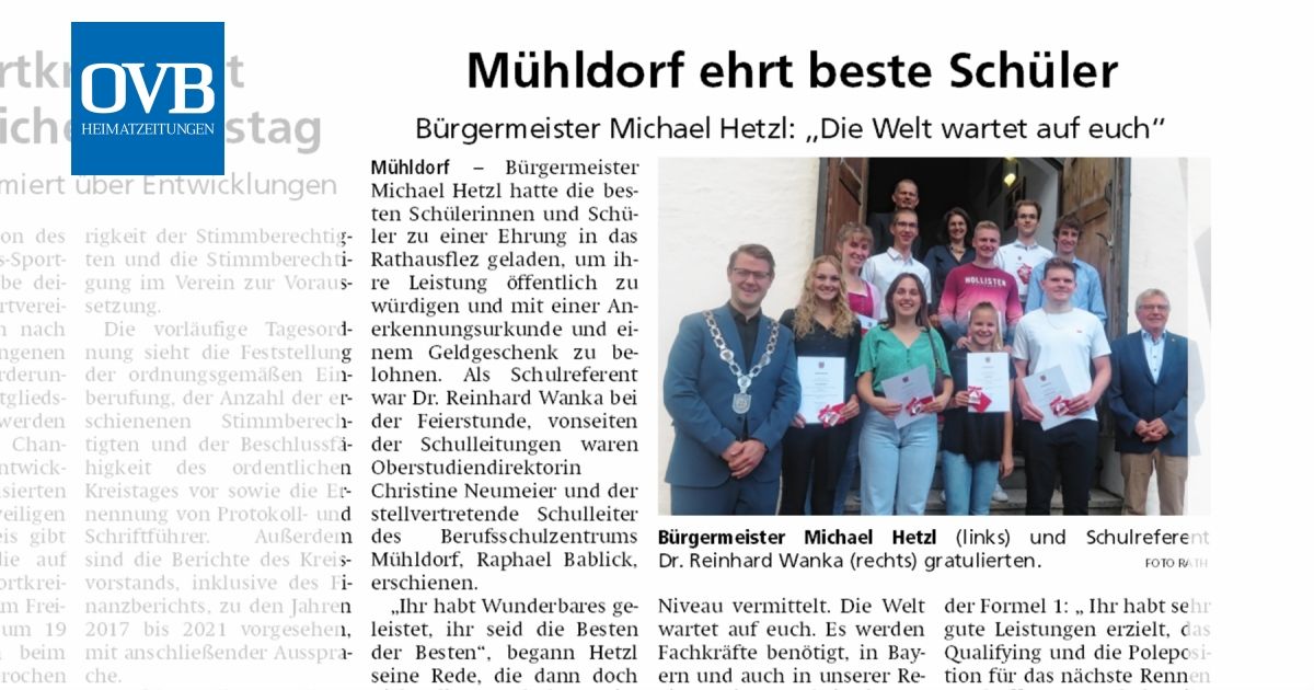 Mühldorf ehrt beste Schüler - OVB Heimatzeitungen