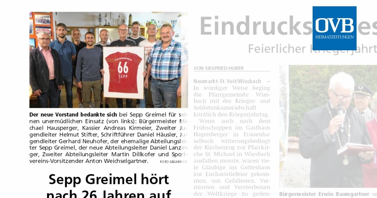 Sepp Greimel hörtnach 26 Jahren auf - OVB Heimatzeitungen