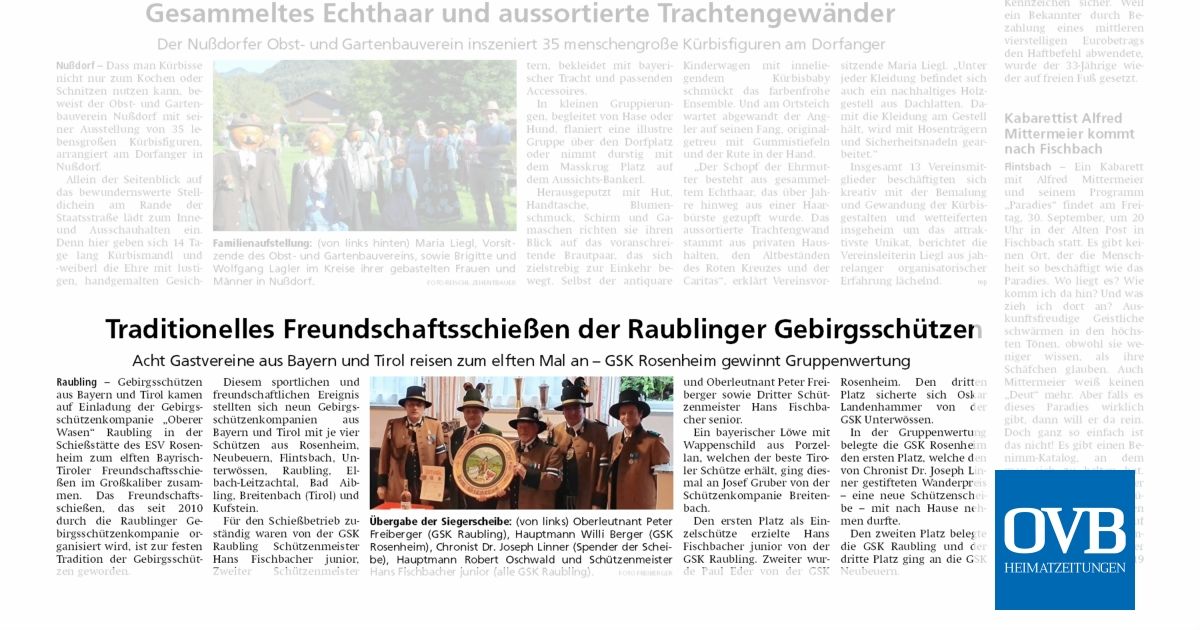 Traditionelles Freundschaftsschießen der Raublinger Gebirgsschützen ...