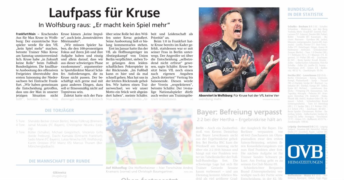Laufpass für Kruse - OVB Heimatzeitungen