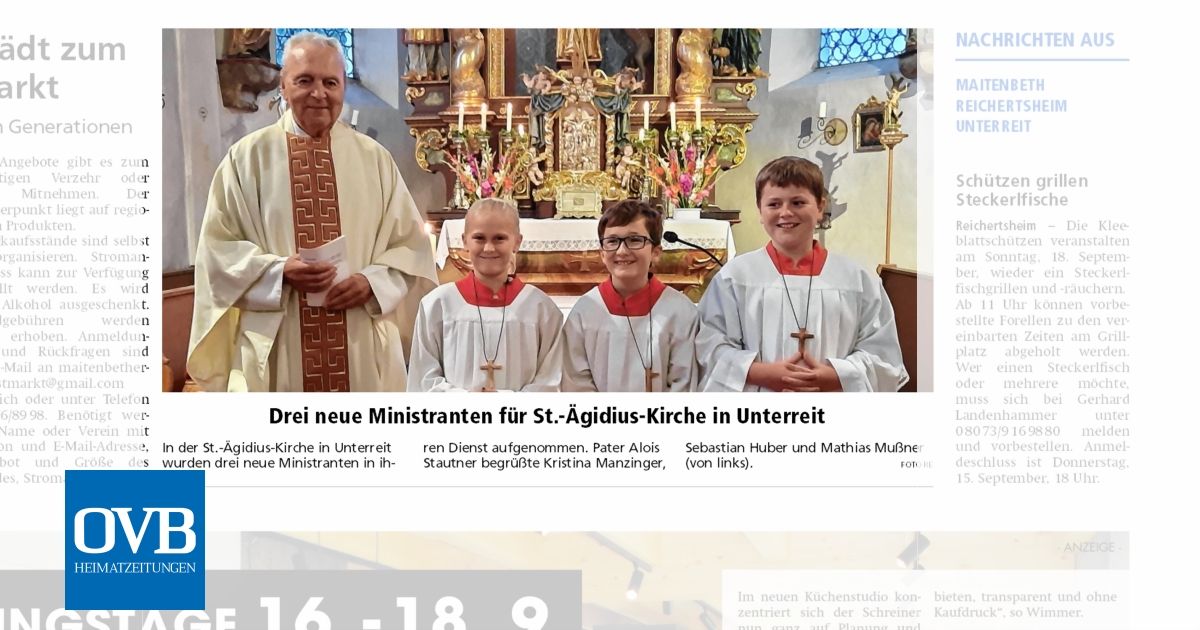 Drei neue Ministranten für St.-Ägidius-Kirche in Unterreit - OVB Heimatzeitungen