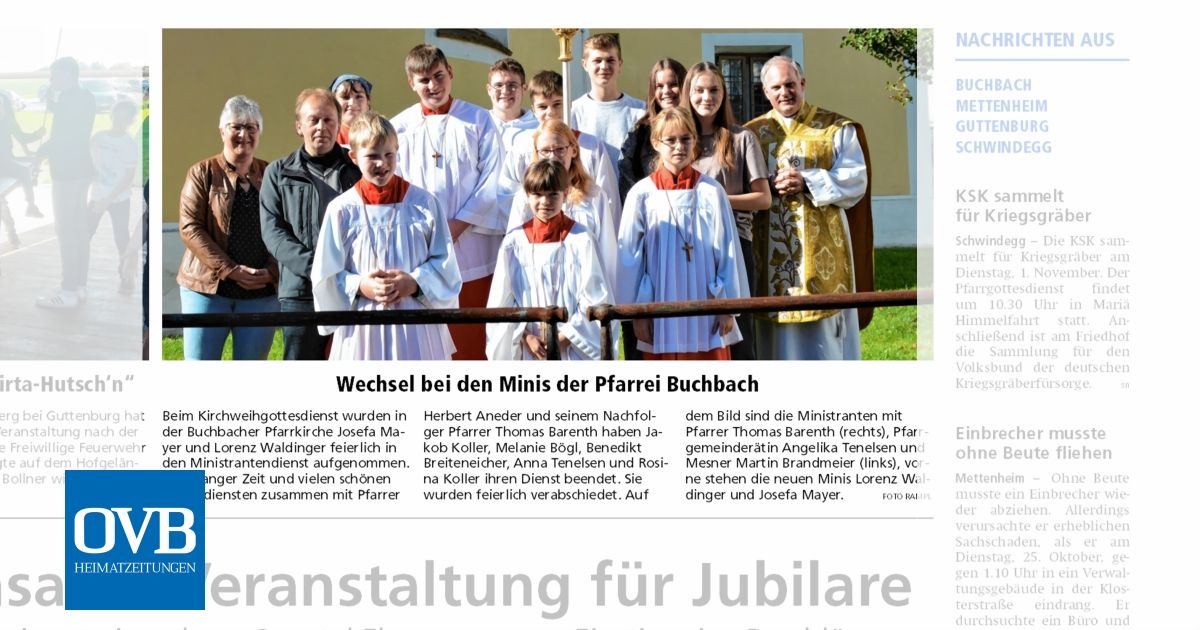 Wechsel bei den Minis der Pfarrei Buchbach - OVB Heimatzeitungen