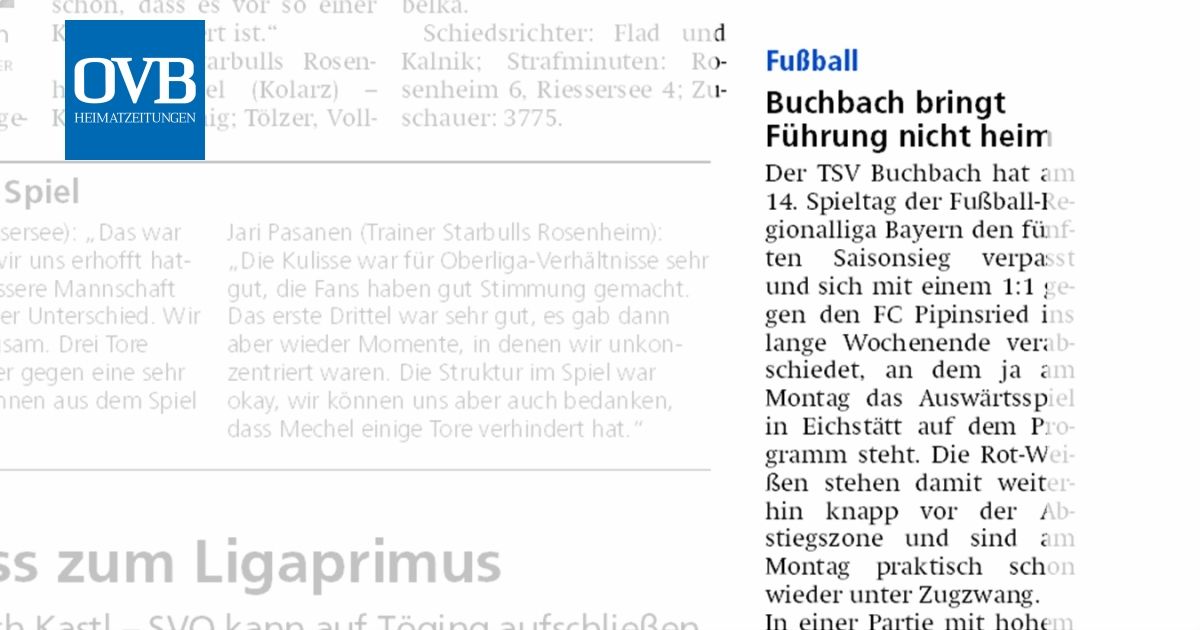 Buchbach bringt Führung nicht heim - OVB Heimatzeitungen