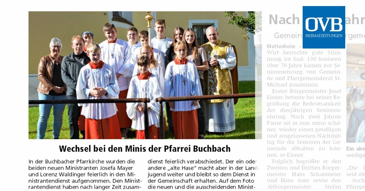 Wechsel bei den Minis der Pfarrei Buchbach - OVB Heimatzeitungen