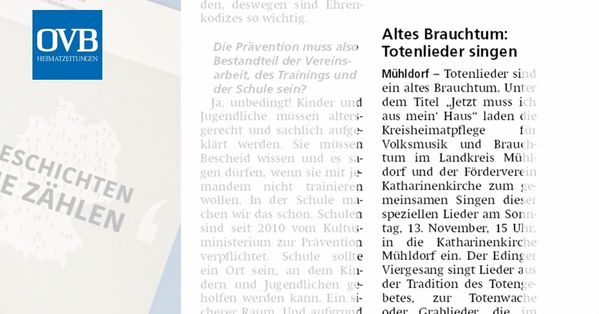 Altes Brauchtum: Totenlieder singen - OVB Heimatzeitungen