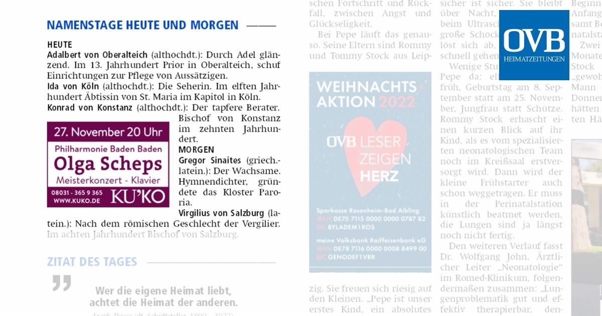 Namenstage heute und morgen - OVB Heimatzeitungen