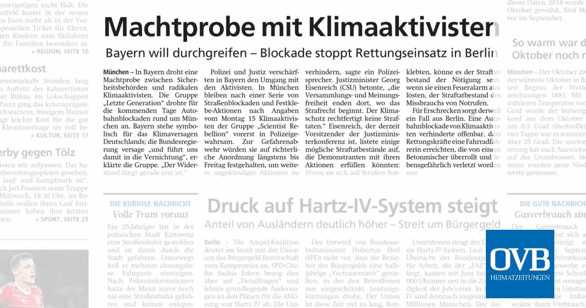 Machtprobe mit Klimaaktivisten - OVB Heimatzeitungen