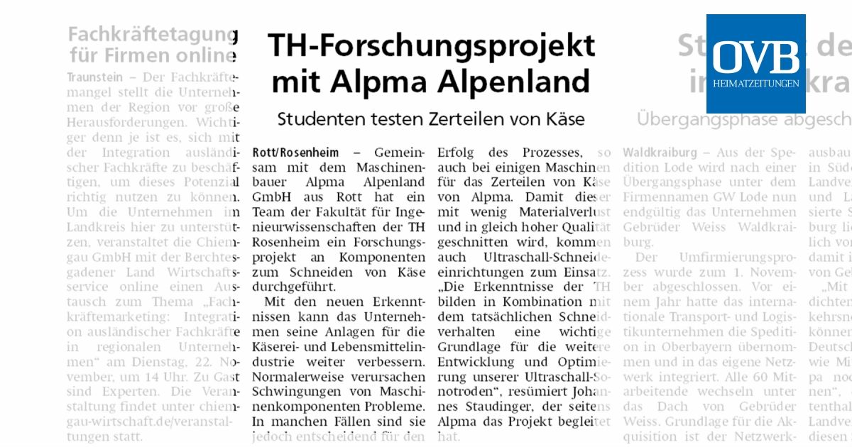 TH-Forschungsprojekt mit Alpma Alpenland - OVB Heimatzeitungen