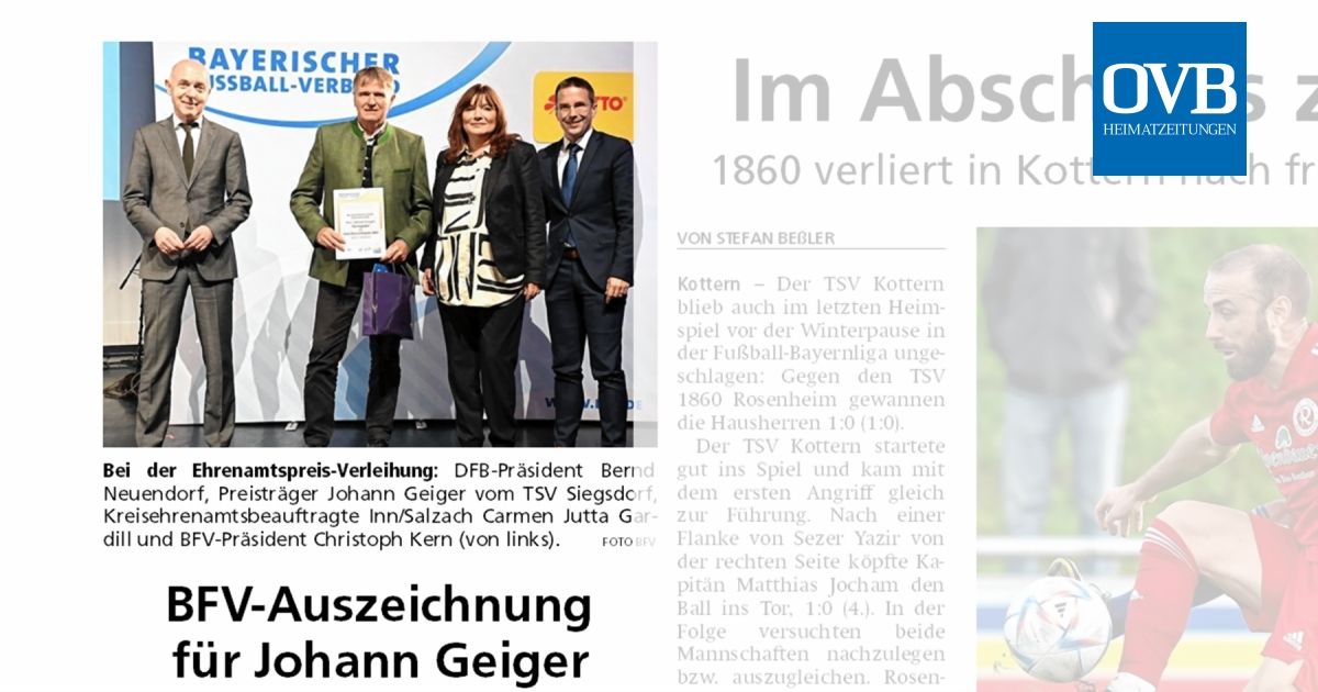 BFV-Auszeichnung für Johann Geiger - OVB Heimatzeitungen