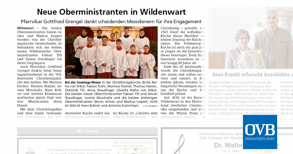 Neue Oberministranten in Wildenwart - OVB Heimatzeitungen