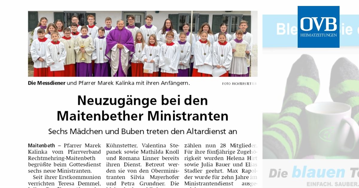 Neuzugänge bei den Maitenbether Ministranten - OVB Heimatzeitungen