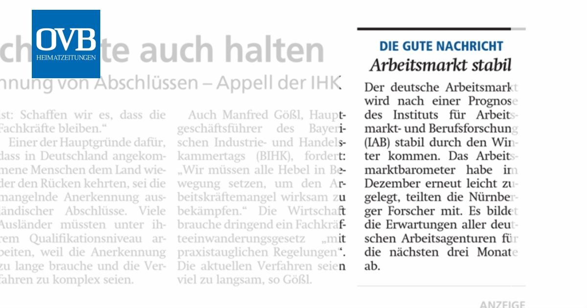 Arbeitsmarkt stabil - OVB Heimatzeitungen