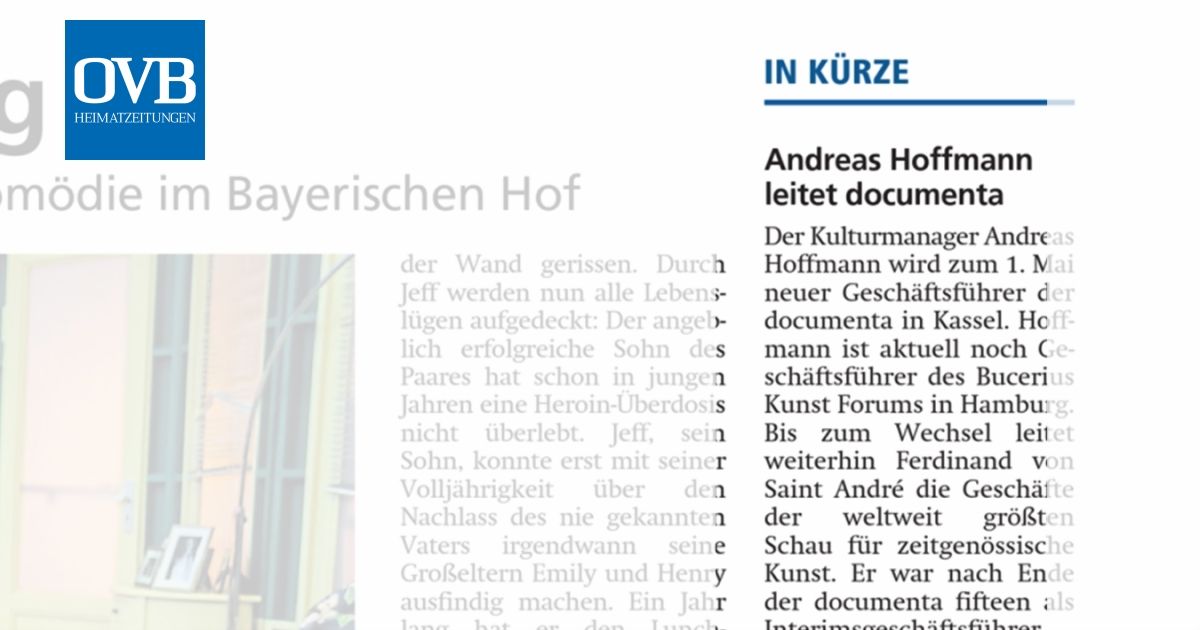 Andreas Hoffmann leitet documenta Heinrich-Mann-Preis geht an György ...